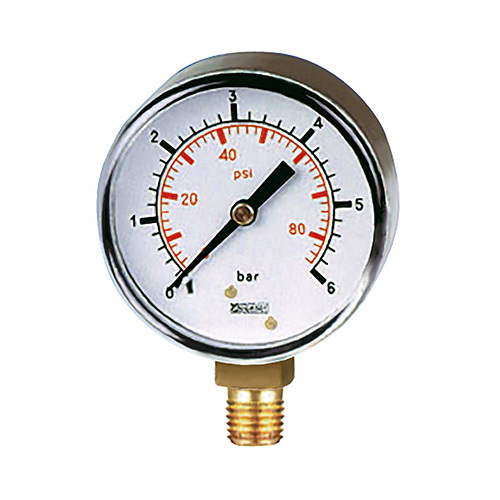 Dry Pressure Gauge Centre Back BSPT | Dual PSI/BAR Industrial Gauge